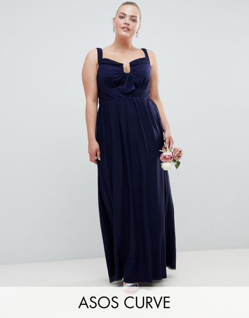 Asos Design Curve Ruched Mesh Bardot Maxi Dress Asos
