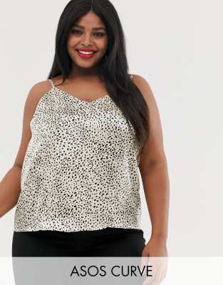 ASOS DESIGN Curve satin cami in animal print | ASOS
