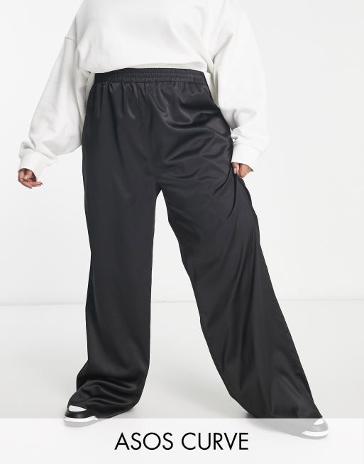 ASOS DESIGN Curve satin pull on pants black | ASOS