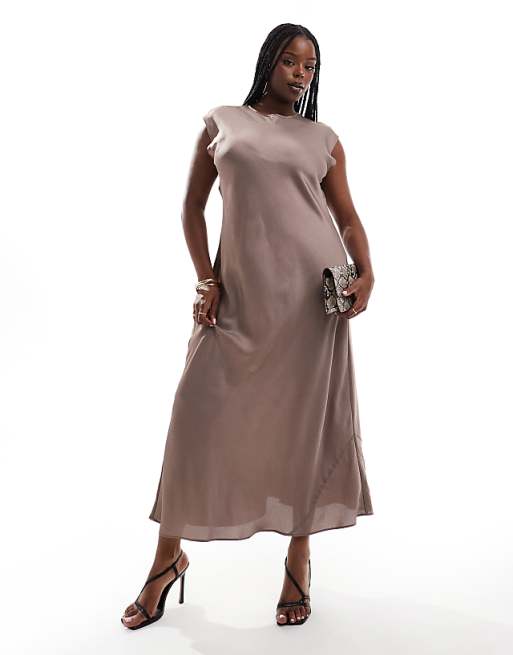 ASOS DESIGN Curve – Satynowa sukienka midi w kolorze mokka | ASOS ASOS DESIGN Curve – Satynowa sukienka midi w kolorze mokka | ASOS