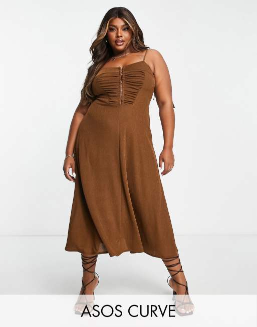 Asos Design Curve Strukturiertes Midi Freizeitkleid In