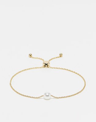 ASOS DESIGN Curve toggle bracelet with pearl detail in gold tone | ASOS