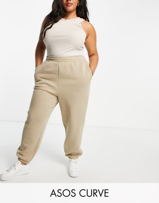Asos Design Curve Ultimate Trackies In Neutral Asos