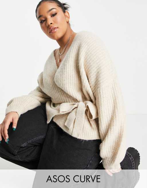 Asos Design Curve Vest Met Gestrikte Overslag Asos