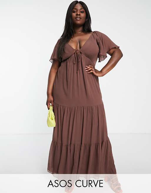 ASOS DESIGN Curve – Weiches, gestuftes Maxikleid mit Schnürung vorne in ... ASOS DESIGN Curve – Weiches, gestuftes Maxikleid mit Schnürung vorne in ...