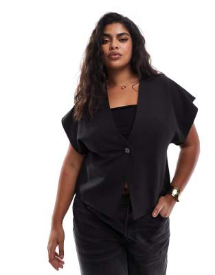 ASOS DESIGN Curve wrap vest in black | ASOS