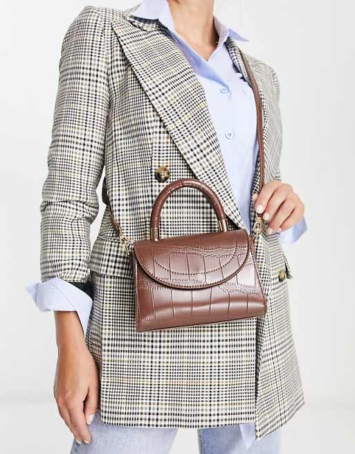 ASOS DESIGN curved envelope crossbody bag in clean brown croc | ASOS ASOS DESIGN curved envelope crossbody bag in clean brown croc | ASOS