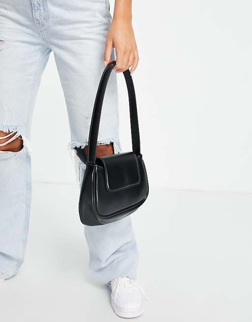ASOS DESIGN curved shoulder bag with flap in black | ASOS ASOS DESIGN curved shoulder bag with flap in black | ASOS