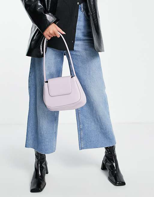 ASOS DESIGN curved shoulder bag with flap in lilac | ASOS ASOS DESIGN curved shoulder bag with flap in lilac | ASOS