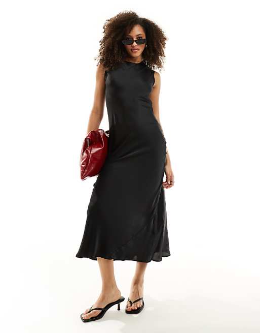 ASOS DESIGN – Czarna satynowa sukienka midi | ASOS ASOS DESIGN – Czarna satynowa sukienka midi | ASOS