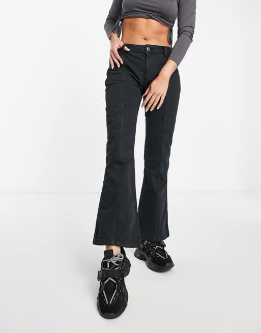 Asos Design Czarne Dzwony Utility Z Obniżonym Stanem Asos
