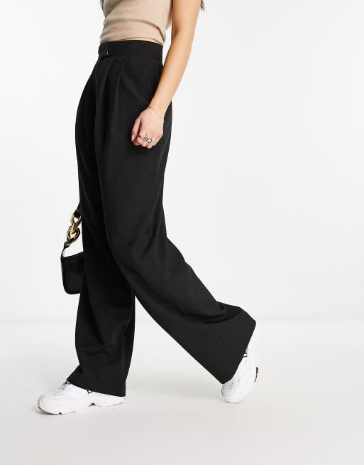 Asos Design Czarne Spodnie Z Szerokimi Nogawkami Asos