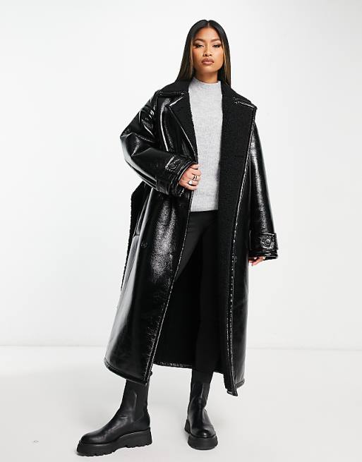 ASOS DESIGN – Czarny prochowiec oversize z łączonych elementów z ... ASOS DESIGN – Czarny prochowiec oversize z łączonych elementów z ...
