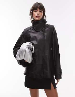 ASOS DESIGN deconstructed faux leather jacket in black | ASOS