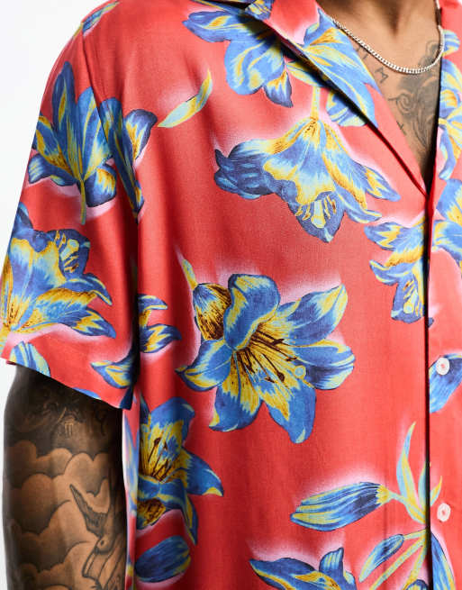 ASOS DESIGN deep revere shirt in Hawaiian floral print | ASOS