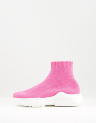 ASOS DESIGN Della sock sneakers in pink glitter | ASOS