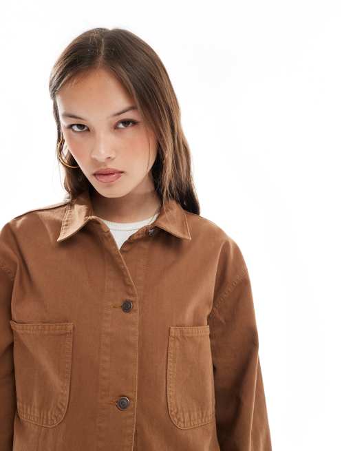 ASOS DESIGN denim barn jacket in caramel | ASOS
