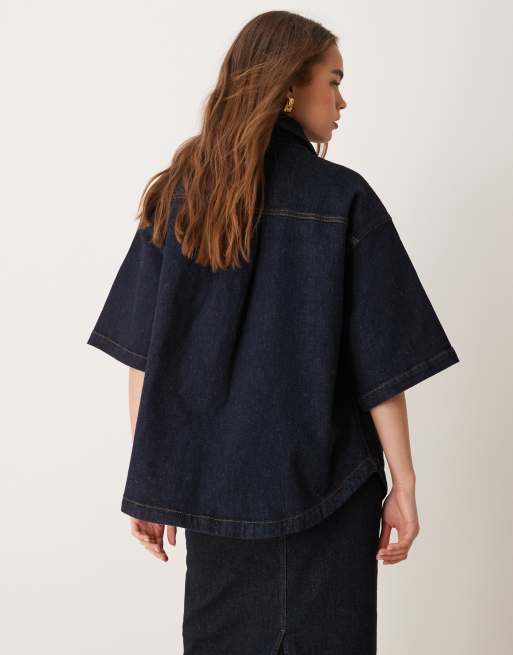ASOS DESIGN denim boxy shirt in indigo | ASOS