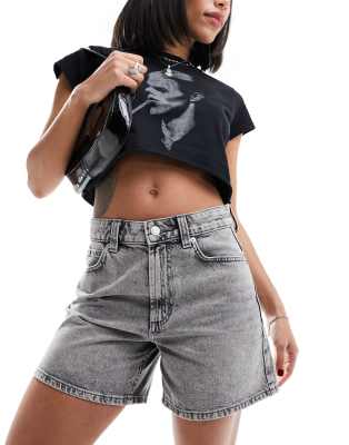 ASOS DESIGN denim dad shorts in wash gray | ASOS