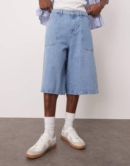ASOS DESIGN denim jorts in mid wash | ASOS