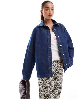 ASOS DESIGN denim shirt with cinch back in indigo | ASOS
