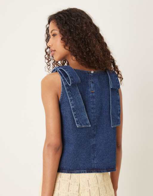 ASOS DESIGN denim tank top with bow shoulders | ASOS
