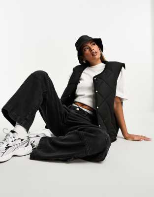 ASOS DESIGN diamond quilt vest in black | ASOS