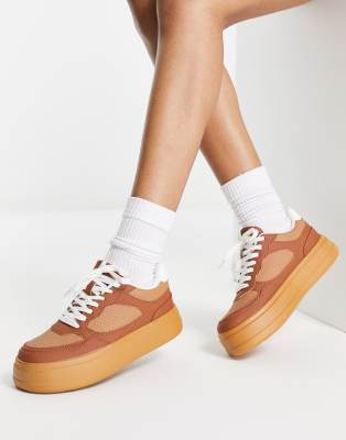 ASOS DESIGN Dion chunky skater trainers in tan | ASOS