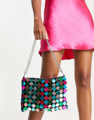ASOS DESIGN disc sequin shoulder bag in multi | ASOS
