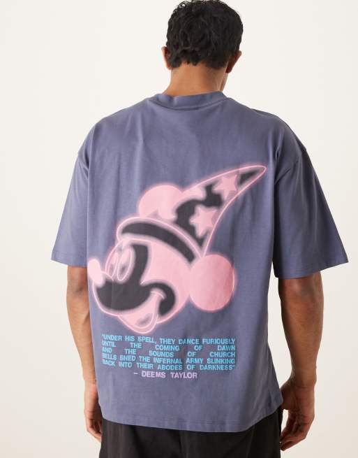 ASOS DESIGN Disney Fantasia oversized t-shirt with Mickey Mouse puff ...