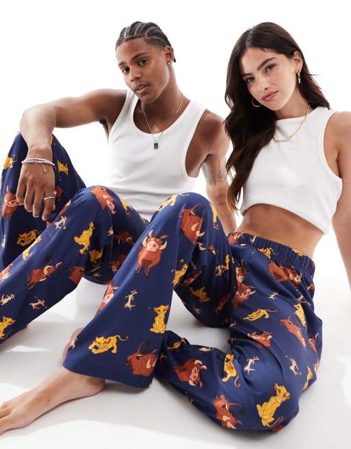 ASOS DESIGN Disney lounge bottoms with Lion King print in navy | ASOS