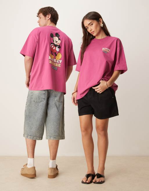 ASOS DESIGN Disney oversized t-shirt with Mickey print in pink | ASOS