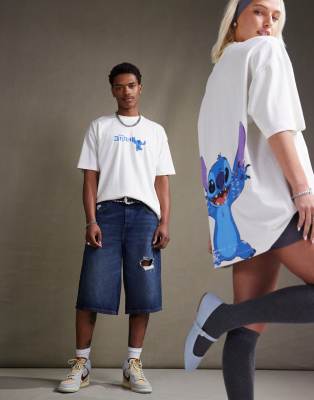 ASOS DESIGN Disney unisex oversized t-shirt with Stitch print in off ...