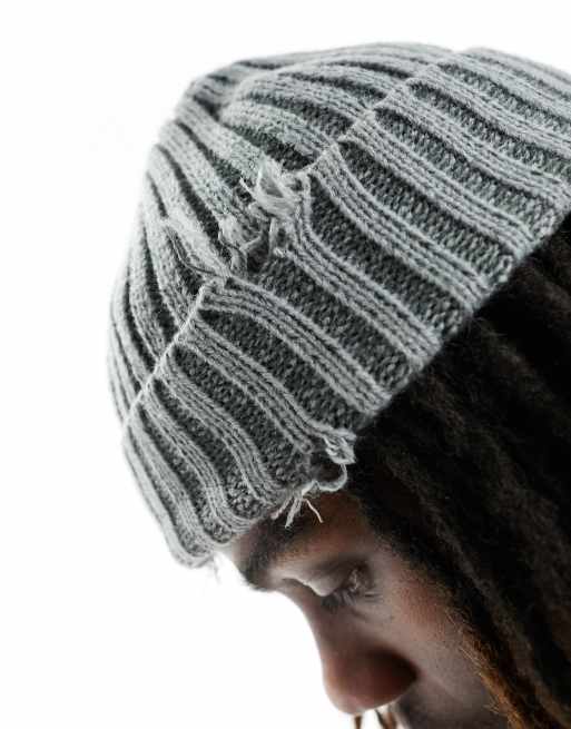 ASOS DESIGN distressed beanie in grey | ASOS