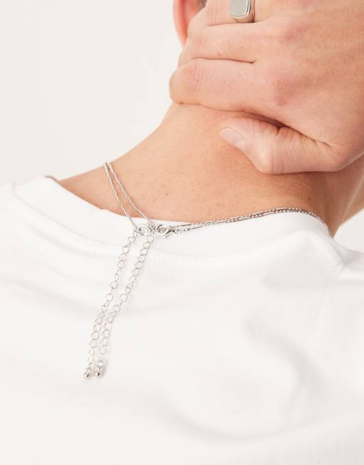 ASOS DESIGN dot dash 2 pack chain necklaces in silver | ASOS