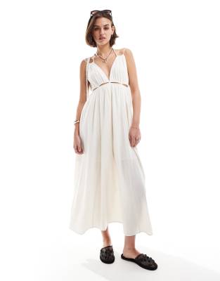 ASOS DESIGN double cloth maxi dress with twisted strap and cut out ...
