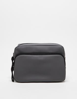 ASOS DESIGN double compartment wash bag in rubberised grey | ASOS