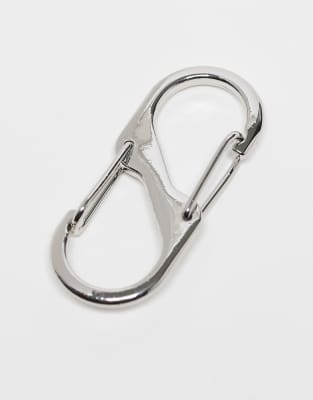 ASOS DESIGN double ended carabiner key ring in silver | ASOS