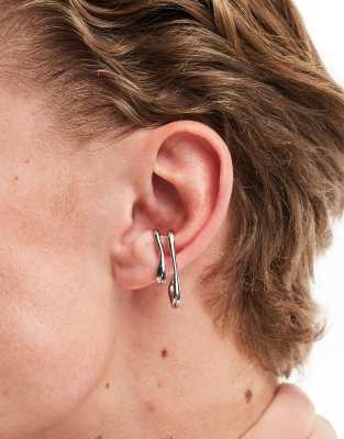 ASOS DESIGN double layer ear cuff in silver tone | ASOS