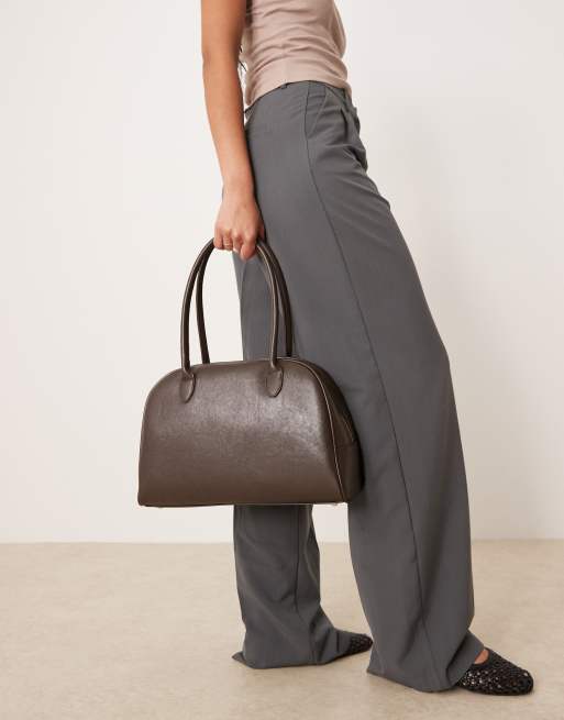 ASOS DESIGN double zip bowler bag in washed brown | ASOS