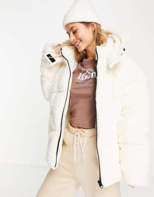 Asos Design Doudoune Oversize En Imitation Peau De Mouton Crème