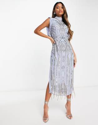 ASOS DESIGN drape back embellished midi dress | ASOS