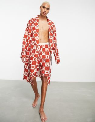 ASOS DESIGN dressing gown in check (part of a set) | ASOS