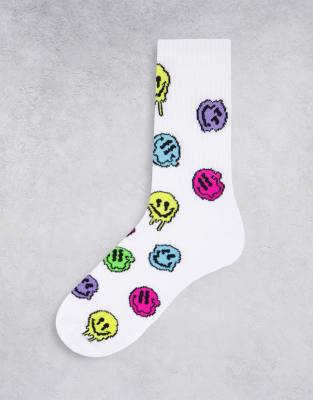 ASOS DESIGN dripping smile face sports socks | ASOS