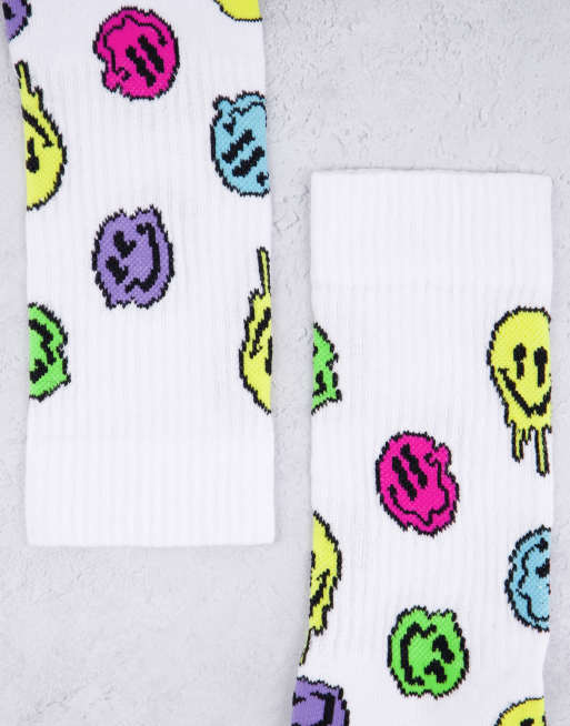 ASOS DESIGN dripping smile face sports socks | ASOS