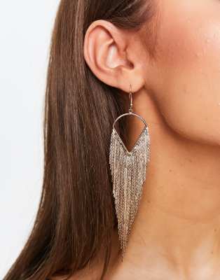 ASOS DESIGN drop earrings with angular chain design in gold tone | ASOS