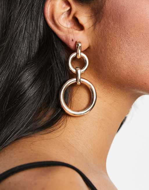 ASOS DESIGN drop earrings with multi hoop design in gold tone | ASOS