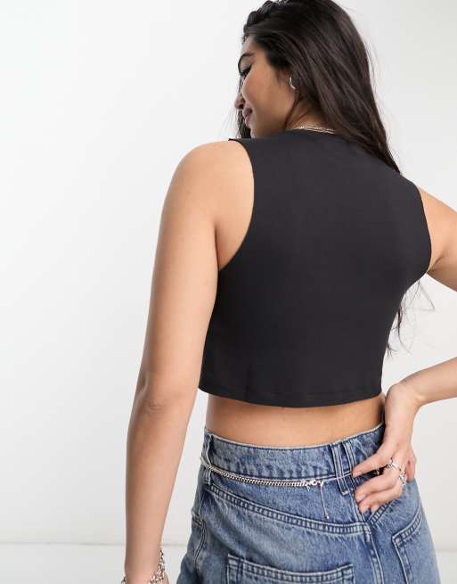 ASOS DESIGN dropped armhole raw edge singlet in black | ASOS