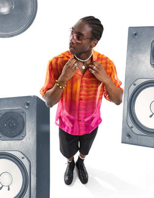 ASOS DESIGN dropped shoulder oversized sheer shirt in orange tie dye | ASOS