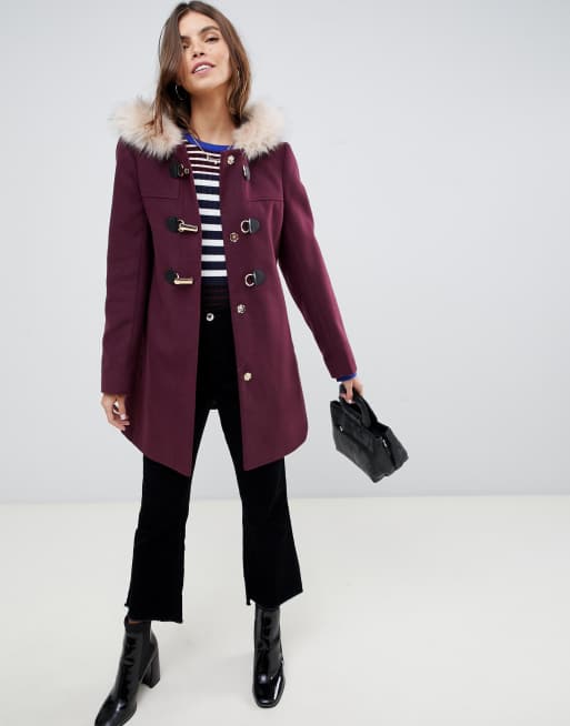 ASOS DESIGN - Duffle-coat avec jupe trapèze et ornement en métal | ASOS